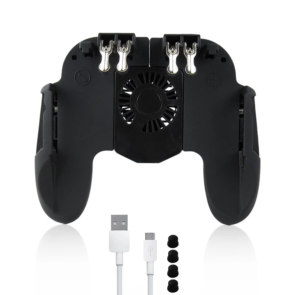 Mobile Game Controller Built-in Silent Cooling Fan 4in1 multitask controller Ergonomic Comfort by Tunes for Fortnite PUBG Knives Out Cross Fire,Call of Duty,Rules of Survival