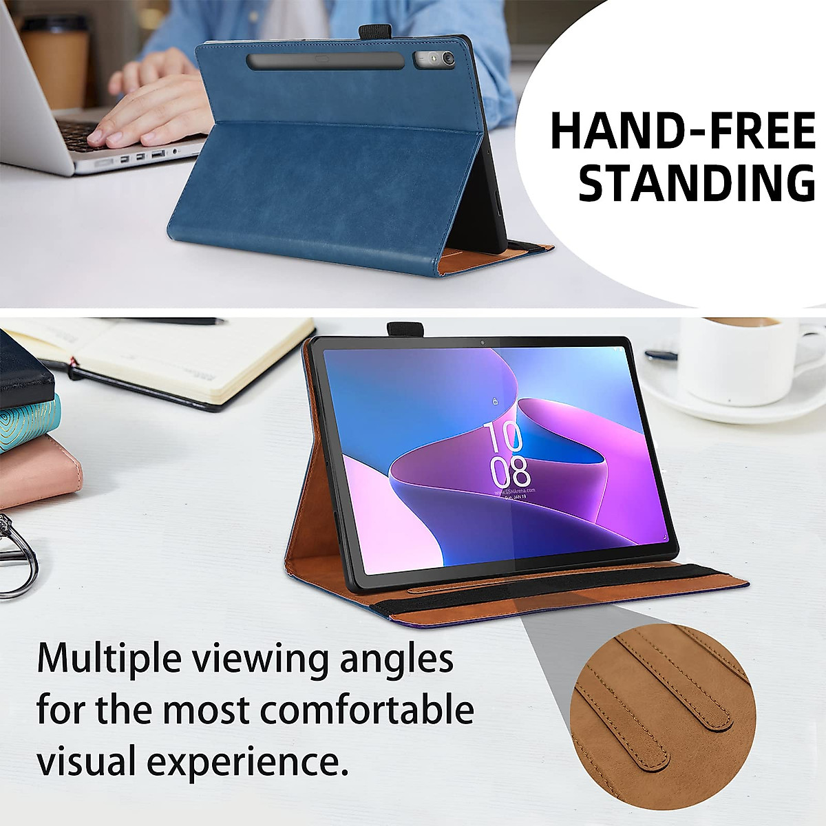 TIPOYOROO Case for Lenovo Tab P11 Pro 11.2" 2nd Gen 2022 (TB-138FC/TB-132FU) Bussiness Premium PU Leather Stand Folding Folio Cover for Lenovo Pad Pro 2022 Modle Shell Cover 11.2 inch -Navy Blue