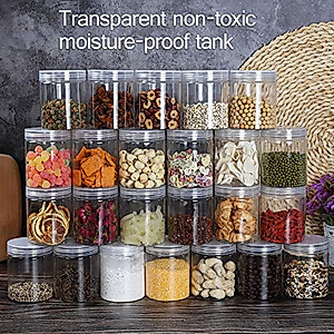 Yephets 8 OZ Plastic Jars with Lids,24 Pack Clear Plastic Slime Containers for Kitchen and Household Food Storage of Dry Goods, Creams and More Included Extra Label and A Pen