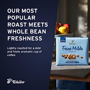 Tchibo Roasted Ground Coffee – Feine Milde - Light Roast Arabica Beans for a European Style Coffee – Intensity 2/6, Acidity 3/6, Roast Level 2/6 – 8.8 oz
