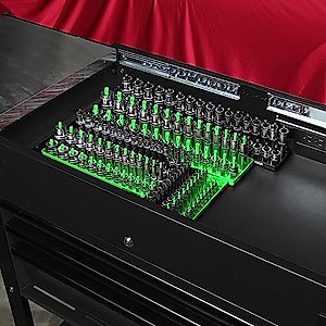 OEMTOOLS 22233 6 Piece SAE and Metric Socket Tray Set, SAE and Metric Socket Storage for Sizes 1/4", 3/8”, and 1/2" Drive, Socket Holders and Socket Organizer Tray for Toolbox, Green and Black