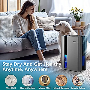 SIMSEN 95oz Dehumidifiers for Home, 720 sq ft Quiet Dehumidifier with Reusable Filter and Ionizer, Small Dehumidifier with Drain Hose, Dehumidifiers for Bedroom Bathroom Basements Closet RV