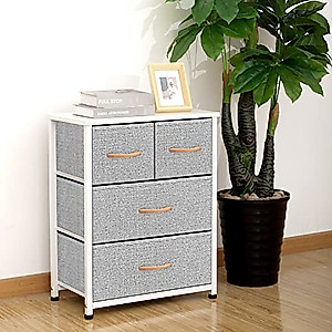 AZL1 Life Concept Dresser Storage Furniture Organizer-Large Standing Chest for Bedroom, Office, Entryway, Living Room and Closet-4 Removable Fabric Drawers, Light Grey