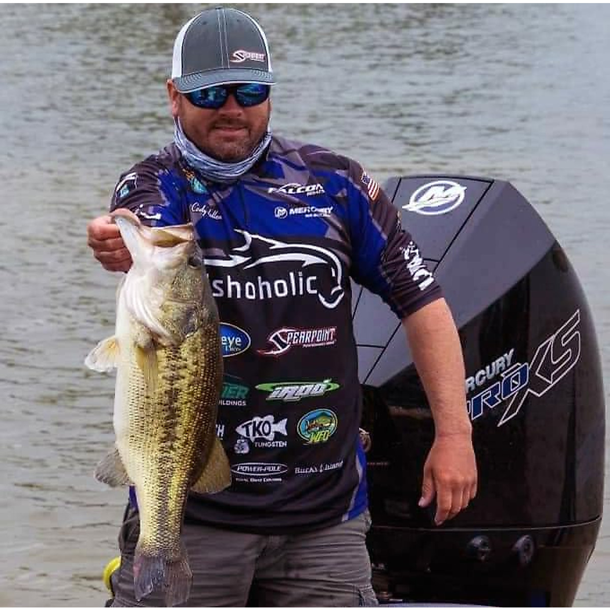 Fishoholic Fishing Face Mask Buff -3 Colors- UPF50+ Fishing Neck Gaiter Wind Dust Sun Protection Hunting Bandana (GreyH2OCamo)