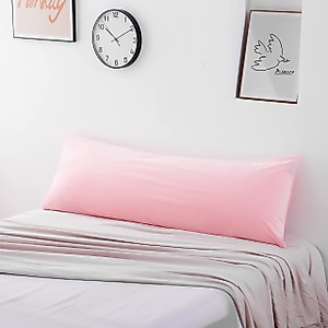 TELUS Velvet Body Pillow Cover with Zipper, Super Soft and Cozy Luxury Fuzzy Flannel Pillow Cases Cover 20x54 Inches, Luxury Long Body Pillow Pillowcase, Pink