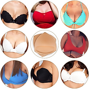 Geyoga 9 Pairs Women Bra Pads Inserts Triangle Sports Bra Pad Removable Bra Cup Inserts (Black, White, Skin Tone)