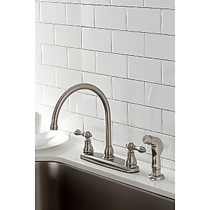 Kingston Brass KB728ACLSP American Classic 8" Centerset Kitchen Faucet, Brushed Nickel, 10.25 x 8.63 x 10.81