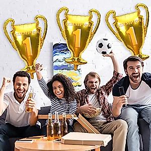 6 Packs Gold Champion Foil Balloons Championship Mylar Trophy Balloon The First Prize Sport Balloons Basketball Soccer Football Anniversary Birthday Games Party Decorations