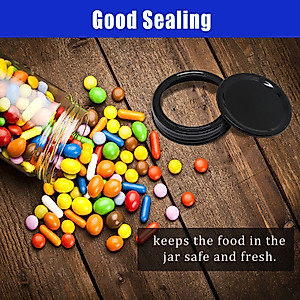 Canning Lids and Rings, 2 3/4 Inches Reusable Mason Jar Lids Regular Mouth Compatible with Ball or Kerr Jars Set of 10 (10 Lids+10 Rings,Black)