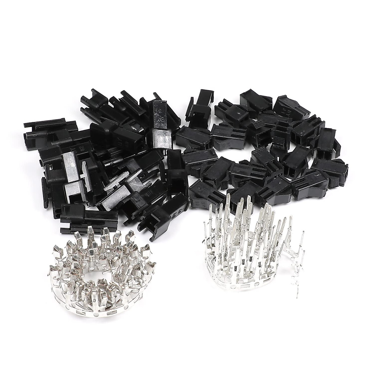 Fielect 100Pairs 2.54mm 5 Pin Black Plastic Male Female -SM Housing Crimp Terminal Connector