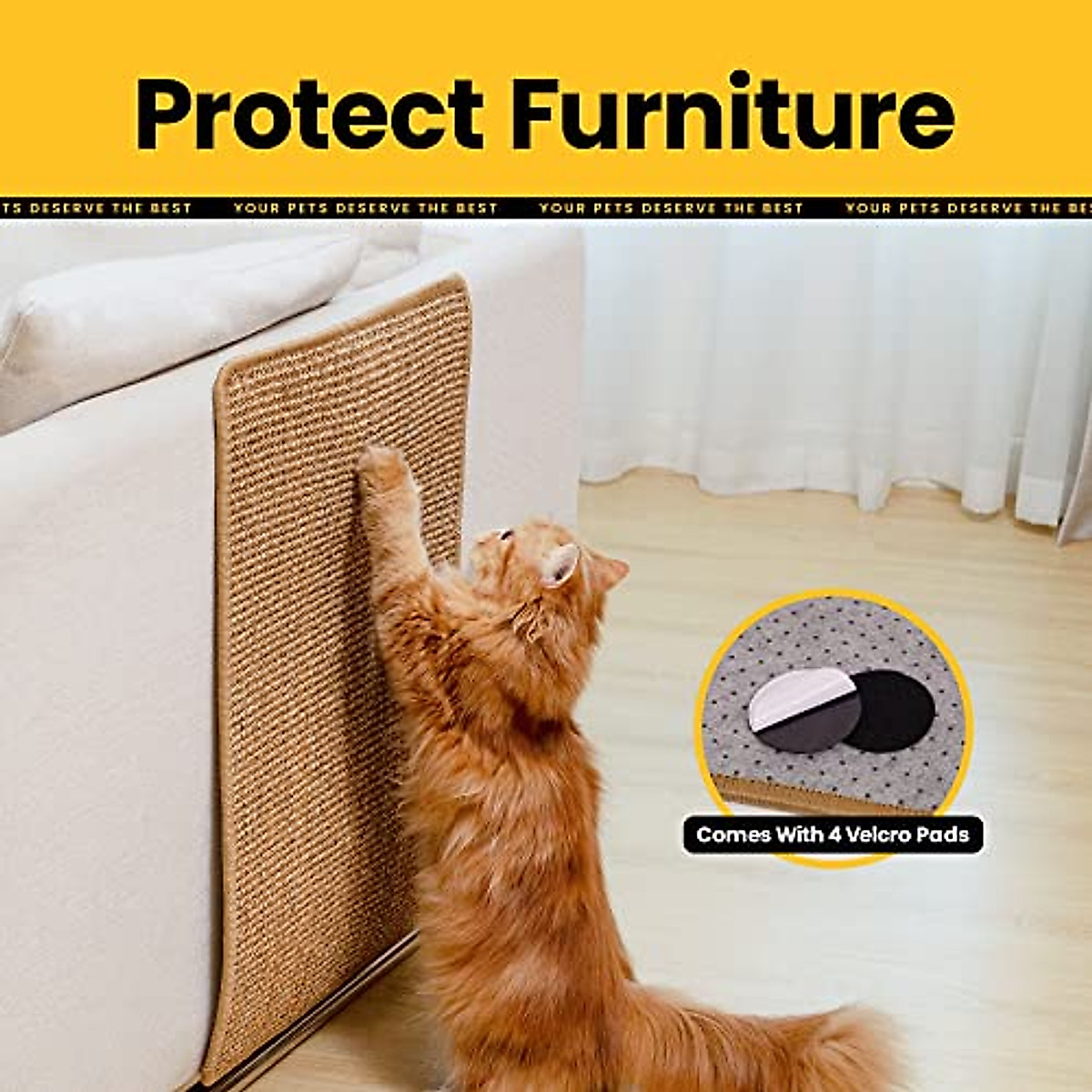 Conlun Cat Scratcher Mat,Natural Sisal Cat Scratch Pad,Horizontal Floor Cat Scratching Pads Rug for Indoor Cats Grinding Claws Nails,Cat Furniture Protector for Couch & Carpets & Sofas