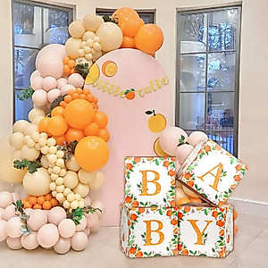 Little Cutie Baby Shower Decorations, Baby Boxes with Letters for Baby Shower, Baby Shower Banner Little Cutie Baby Balloon Boxes Baby Blocks for Orange Party Baby Shower Decor, Gender Revel