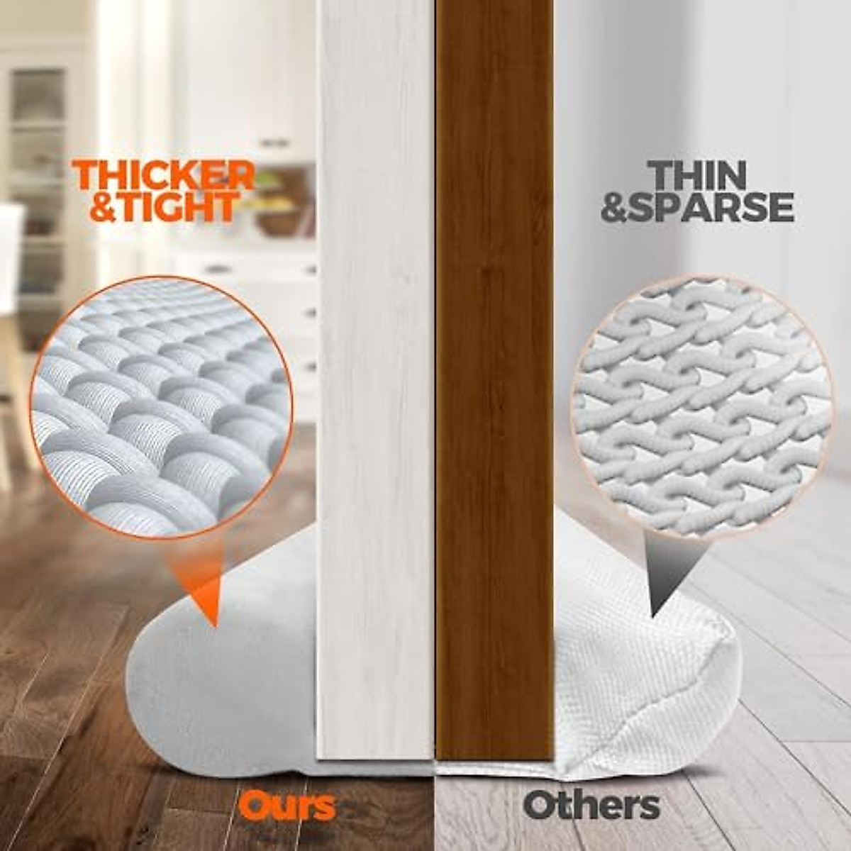 Holikme Twin Door Draft Stopper Door Sweep Weather Stripping Noise Blocker Window Breeze Blocker Adjustable Door Sweeps, Grey