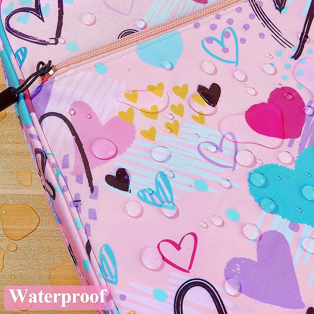 FIODAY Zipper Binder, 2 inch 3 Ring Binder with Zipper Cute Binder with Handle and Shoulder Strap Multiple Pocket 500 Sheet Capacity Binder Organizer for School