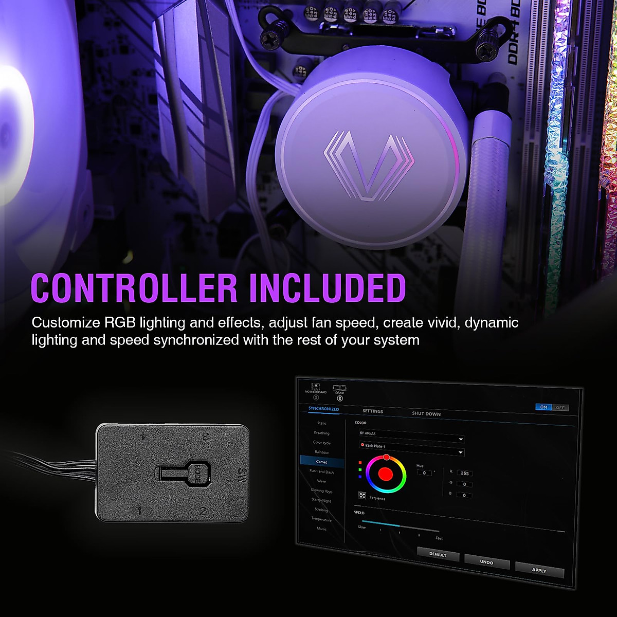 Vetroo V240 White Liquid CPU Cooler 240mm Addressable RGB Pump & PWM Fans 250W TDP AIO Water Cooling w/Controller Hub for Intel LGA 1851/1700/1200/115X AMD AM5/AM4 for Gaming Console