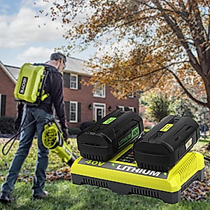 Hipoke OP401 40V Dual Battery Charger for Ryobi 40V Lithium-ion Battery OP4040 OP4026 OP4026A OP4050A OP40601 OP40602 OP4030 OP4015 OP40201, 40V Ryobi Charger Tool
