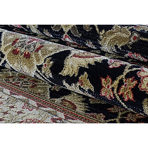 Ladole Rugs Traditional Beautiful Soft Indoor Runner Area Rug Living Room Bedroom Entrance Hallway Carpet for Dining in Black Cream 7x10(6'5" x 9'5" 200cm x 290cm) 5x7 8x10 9x12 2x10 4x6 feet