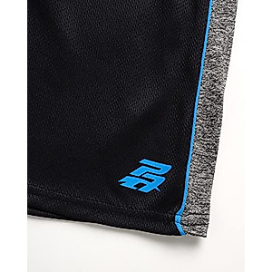 Pro Athlete Boys’ Active Shorts Set – 3 Piece Dry Fit T-Shirt, Tank Top, and Basketball Shorts (8-16), Size 14/16, Heather Grey/Future Skills