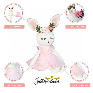 JUSTQUNSEEN Ballerina Doll Easter Stuffed Animal Bunny Stuffed Animal Easter Plush Animal Doll, Plush Toy Bunny Stuffed Animals for Girls Easter Stuffed Animal on Birthday Christmas