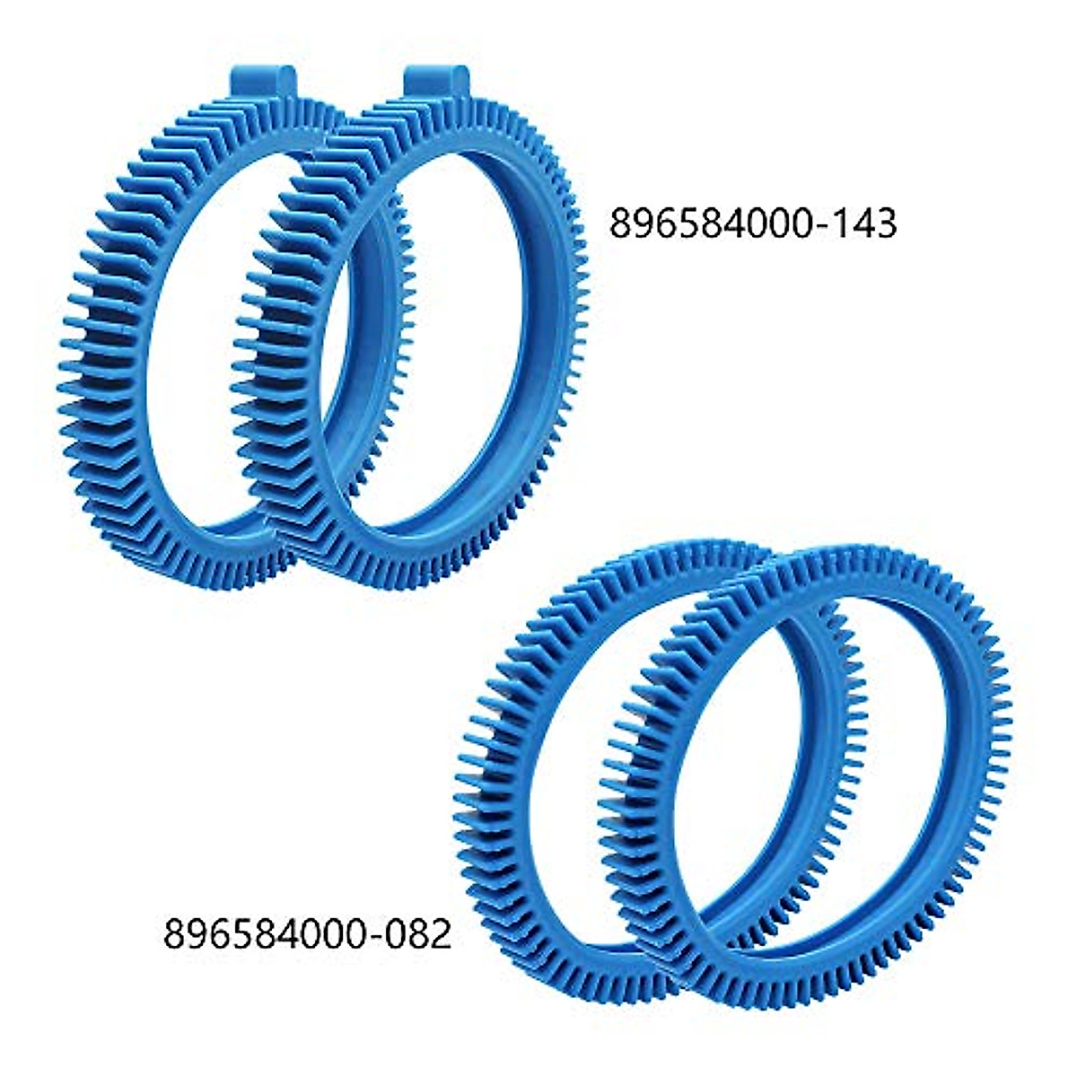 AMI PARTS 896584000-143 Blue Front Tires Kit with Super Hump& 896584000-082 Blue Standard Back Tire Replacement Part for Pool Cleaners(Pack of 2 Each)