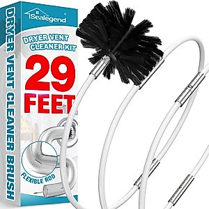 Sealegend 29 FEET Dryer Vent Cleaner Kit Double Synthetic Brush Head Upgraded Flexible Quick Snap Brush with Drill Attachment Extend Up to 29 FEET for Easy Cleaning Use with or Without a Power Drill
