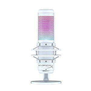 HyperX QuadCast S – RGB USB Condenser Microphone for PC PS5 Mac Anti-Vibration Shock Mount 4 Polar Patterns Pop Filter Gaming, Streaming, Podcasts, Twitch, YouTube, Discord – White (Renewed)