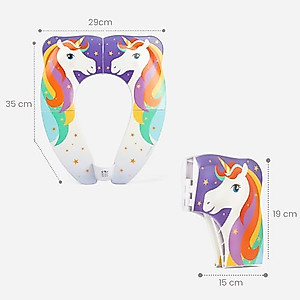 UNI BOO BOO Travel Potty Seat - Portable and Foldable Toddler Kids Toilet Training Seat for All Toilets - with Splash Guard and Rubber Pads - Free Kids Travel Bag for Boys and Girls (Unicorn)