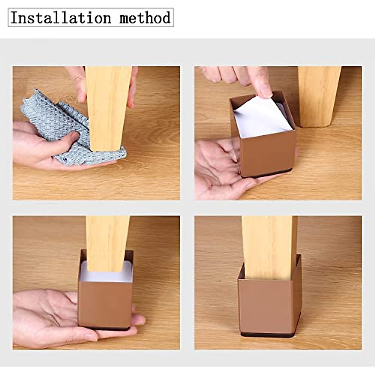 LIRRAS Set of 4 Carbon Steel Furniture Riser, Self Adhesive Mute Pad Sofa Legs, Non Slip Heavy Duty Bed Riser, Adds 5cm Height to Table Cabinet Desk Supports 20,000 lbs (3.7x5 cm/1.5x2 in,Black)