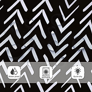 Riyidecor Black Stall Small Boho Shower Curtain for Bathroom Half Size 36x72 Inch Geometric Chevron Striped Herringbone Single Narrow Tiny Walkin Rv Dorm Decor Fabric Bathroom Set Polyester Waterproof