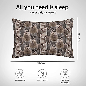 Bed Pillow Protector Zippered Camo-Kitty-Cute-Shorthair-Cat Soft Pillow Case Cover 20x30 Inches
