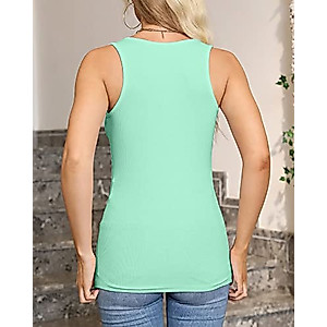 VICHYIE Summer Tank Top Women Sleeveles Ribbed Tanks Mint Green M