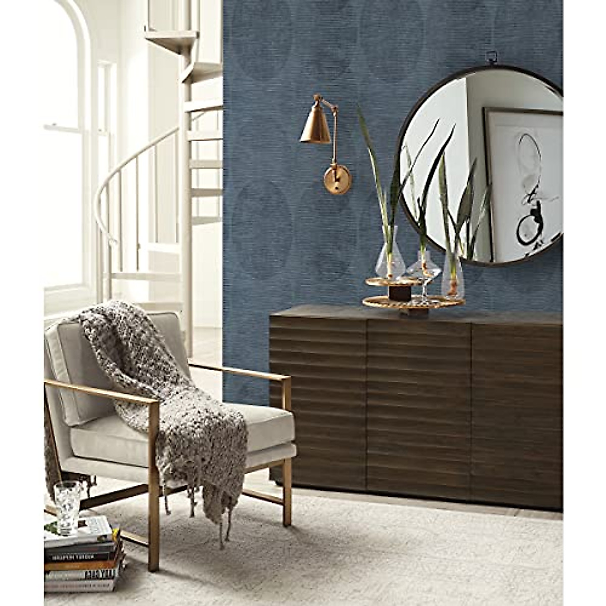RoomMates RMK12226PLW Nikki Chu Indigo Blue Sahara Peel and Stick Wallpaper,1 roll - 20.5 inches wide x 18 feet