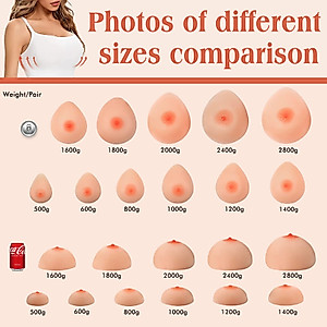 Windsleeping E cup Silicone Breast Forms Mastectomy Prosthesis Fake Boobs Breast Enhancers for Crossdresser Cosplay, 1400g/pair