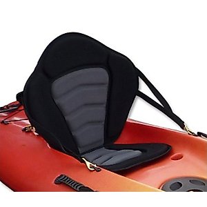Pactrade Marine Adjustable Straps Black Gray Padded Deluxe Kayak Seat Detachable Storage Back Backpack Bag Canoe Backrest Support Cushion Sit On Top Fishing Brass Clips Canoeing Kayaking Rafting (1)