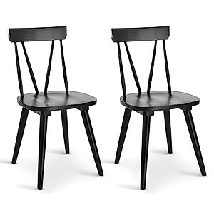 DUHOME Black Dining Chairs Set of 2,Wood Kitchen Chairs for Dining Room,Farmhouse,Rubberwood