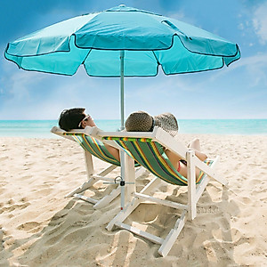 Abba Patio 7ft Beach Umbrella with Sand Anchor, Push Button Tilt and Carry Bag, UV 50+ Protection Windproof Portable Patio Umbrella for Garden Beach Outdoor, Sky Blue