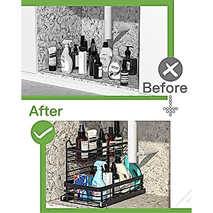 Under Sink Organizers and Storage, Uamector Under Sink Organizer 2 Tire Cabinet Organizer Shelf, Multi-Purpose for Under Kitchen Bathroom Sink Organizers and Storage, Under Sink Shelves