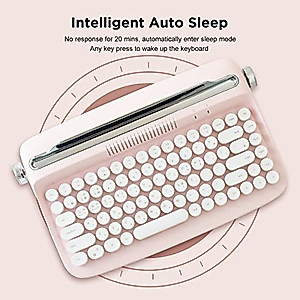 YUNZII ACTTO B303 Retro Bluetooth Typewriter Keyboard (English, Baby Pink),Garden Cats Desk Mat