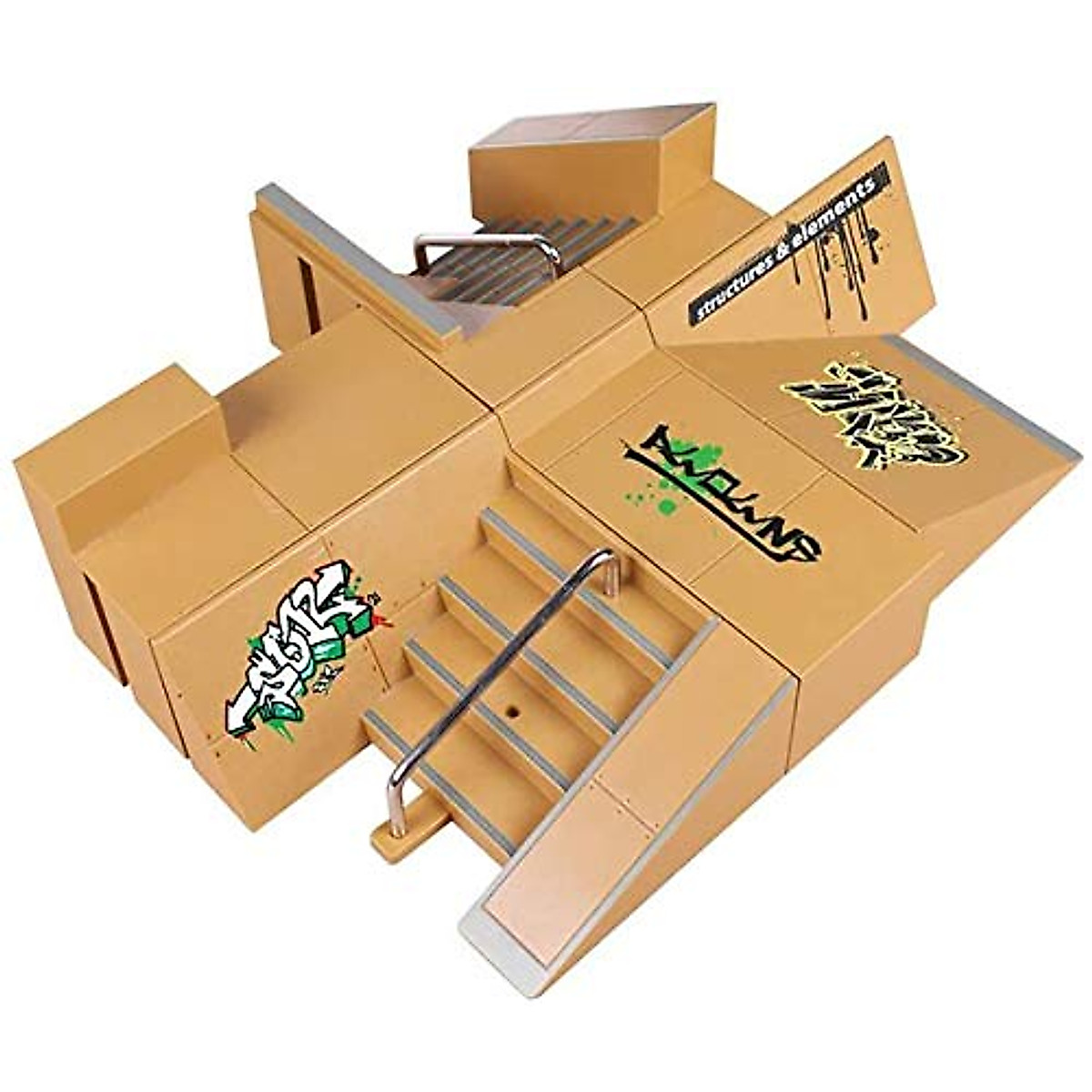 SOWEREAP Fingerboard Skate Park 8 PCS Finger Skateboard Ramp Set Mini Fingerboard Rail Finger Board Training Skateboard Toy Starter Kit