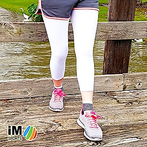 iM Sports CHEETAH Running Compression Leg Sleeves + Reduce Injury + UV Protection + Unisex + Made in USA - Neon Green - Medium/Large - Pair