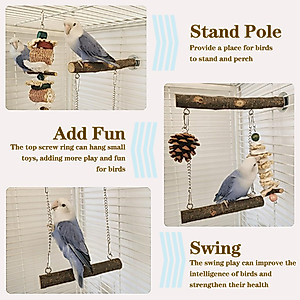 Bird Swing, Natural Wooden Parrot Cage Toys Bird Perch Stand for Parakeets Cockatoos Conures Lovebirds Bird Cage Accessories