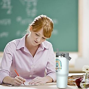 soeufnwhf Teacher Tumbler Cup, 30oz Stainless Steel Teacher Travel Coffee Mug Cup, Best Teacher Gifts for Women & Teacher Appreciation Gifts for Birthday, Appreciation Week, Back To School