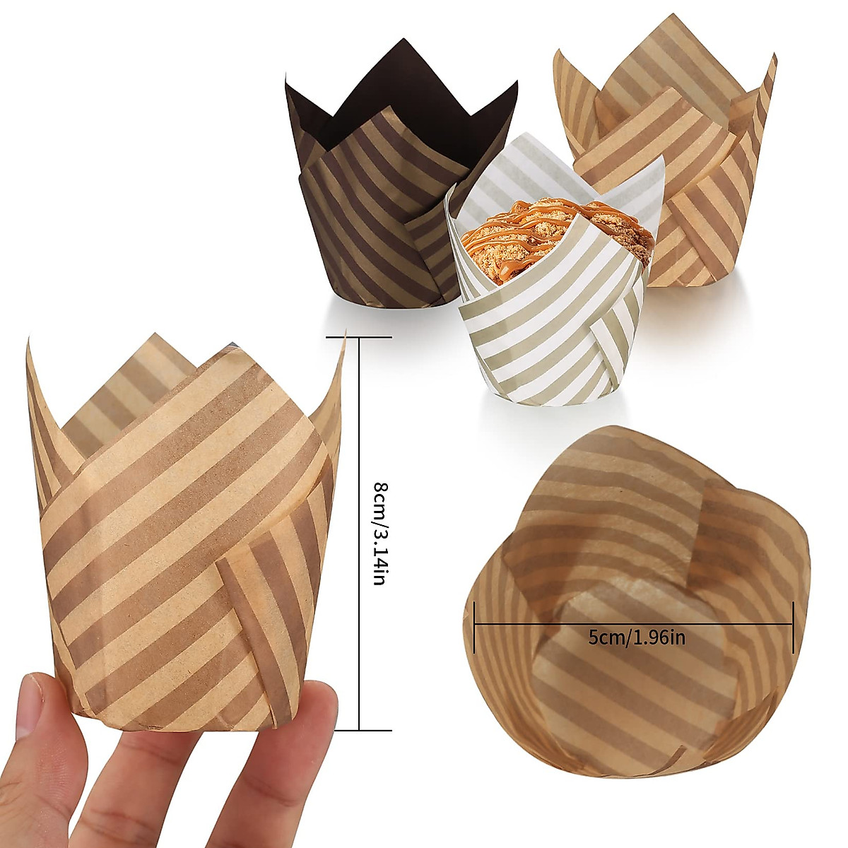 150 Pcs Tulip Cupcake Liners for Baking, Tulip Muffin Liners, Baking Cupcake Wrappers Cups Liners Non-stick Heat Resistant Greaseproof for Wedding Birthday Anniversaries