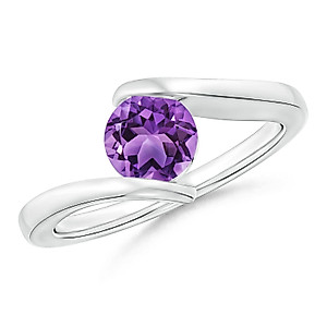Angara Natural 0.45 Ct Amethyst Classic Ring for Women in Sterling Silver (Grade-AA | Size-5mm) | February Birthstone, Birthday, Engagement, Anniversary Jewelry Gift For Women
