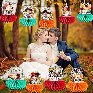 9 Pcs Fall Wedding Honeycomb Centerpieces Bachelorette Party Decorations Bride to Be Floral Little Pumpkin Table Topper Center Piece Fall Theme Miss to Mrs Bridal Shower Engagement Party Supplies