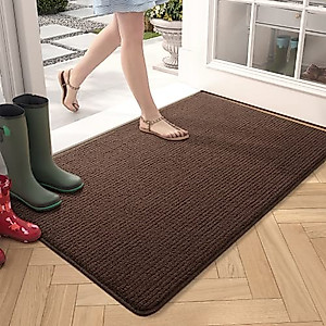 Color G Dark Brown Door Mats Indoor, 24"x36" Front Door Mat Indoor Door Rugs for Entryway Indoor, Absorbent Inside Door Mats, Non Slip Washable Low-Profile Entry Rugs for Inside House 2x3
