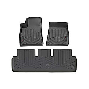 WeatherTech Custom Fit FloorLiners for Tesla Model 3-1st & 2nd Row (441220-1-2), Black