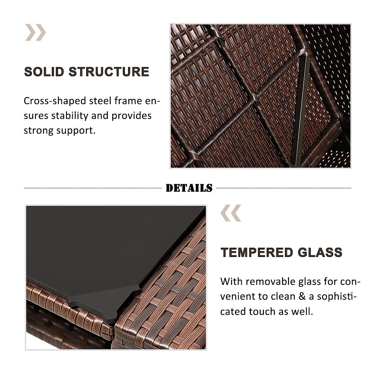 Vakollia 4 Piece Outdoor Patio Furniture Sets, Wicker Rattan Conversation Sofa Set with Table & Chair for Backyard Balcony Garden Poolside Porch (Brown-Beige)