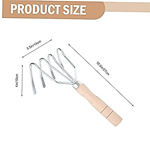 Gardening Rake 1pc Four-Tooth Rake Cleaning Tool Shrub Rake Gardening Tool Tools Handheld Gardening Cultivator Japanese Tools Garden Tractor Rake Digging Tool Wood Forging Leaf