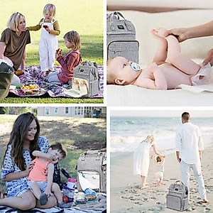 Diaper Bag Backpack Nappy Bags for Mom and Dad Diaper Bag with USB Charging Port Stroller Straps Thermal Pockets,Water Resistant, New Gray